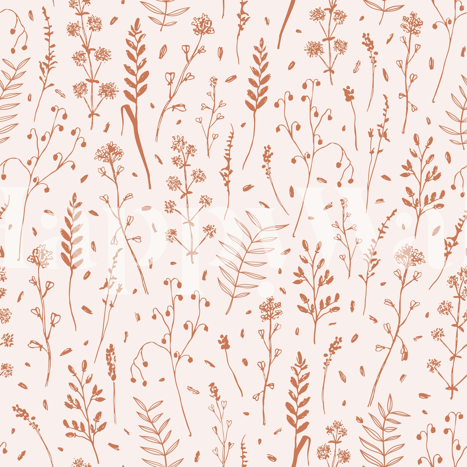 Botanical Charm Rose Rust Wallpaper