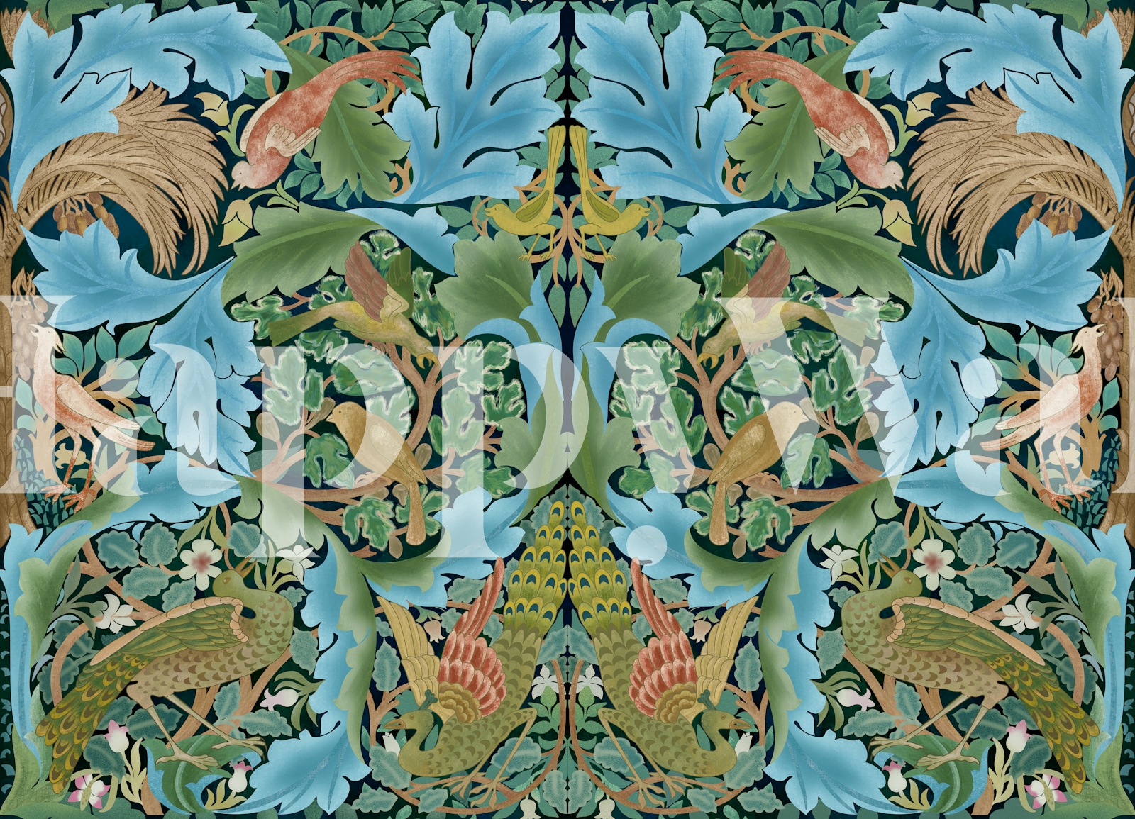 Victorian Peacock Floral Wallpaper