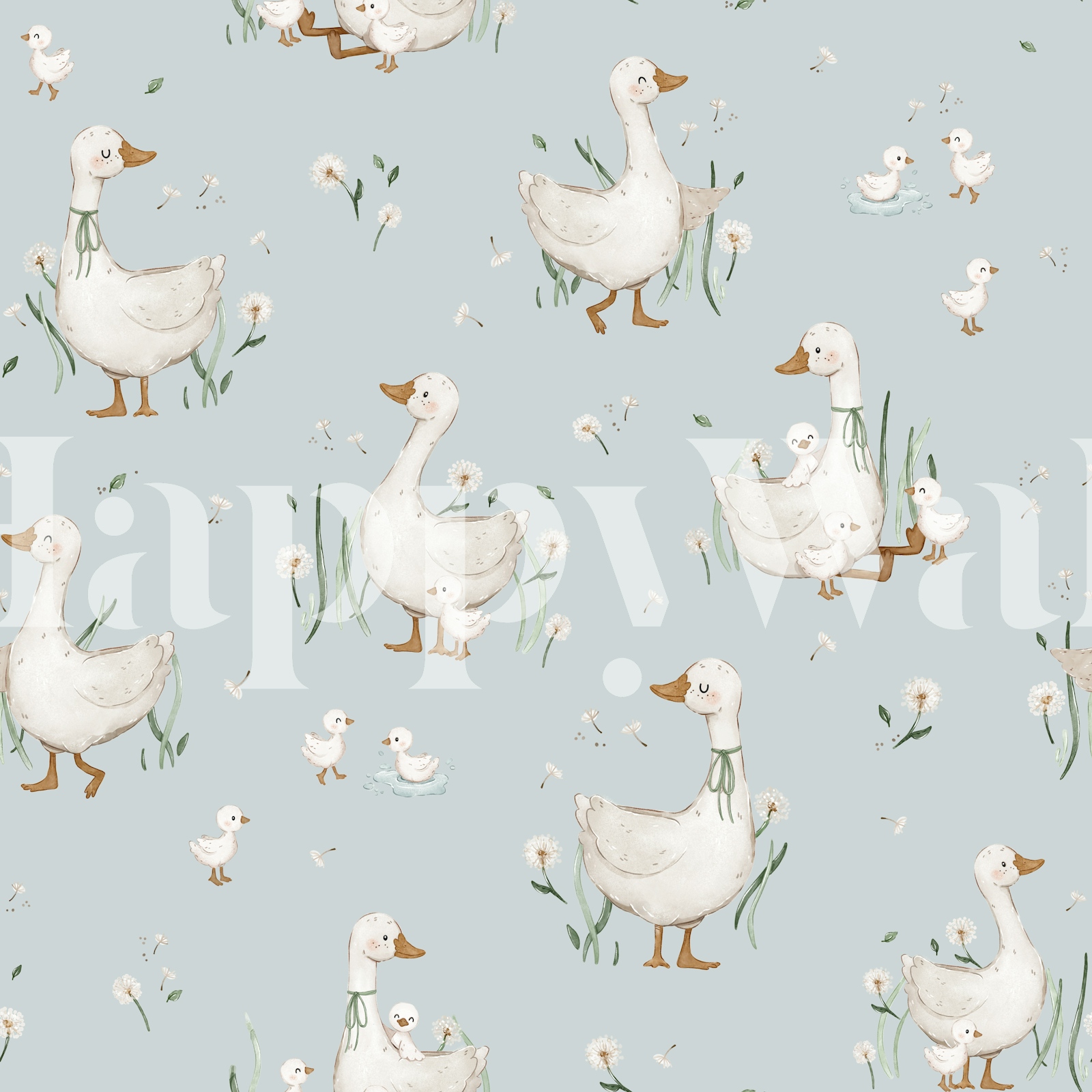 Hello Goose - blue Wallpaper | happywall.com