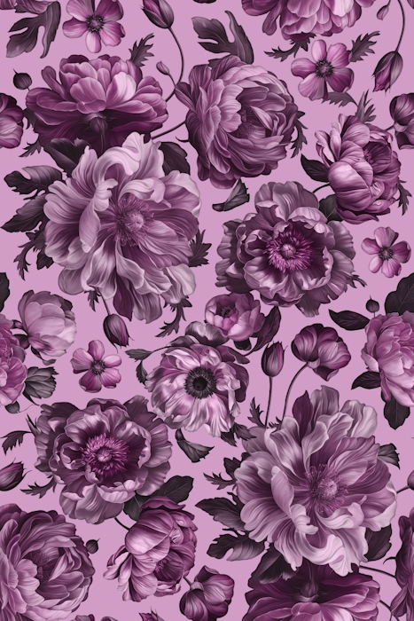 Dark Academia Pink Baroque Flower Drama Wallpaper