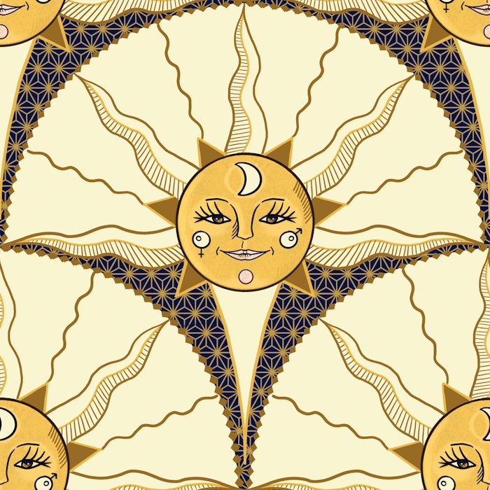 Celestial Sun Moon Wallpaper Design