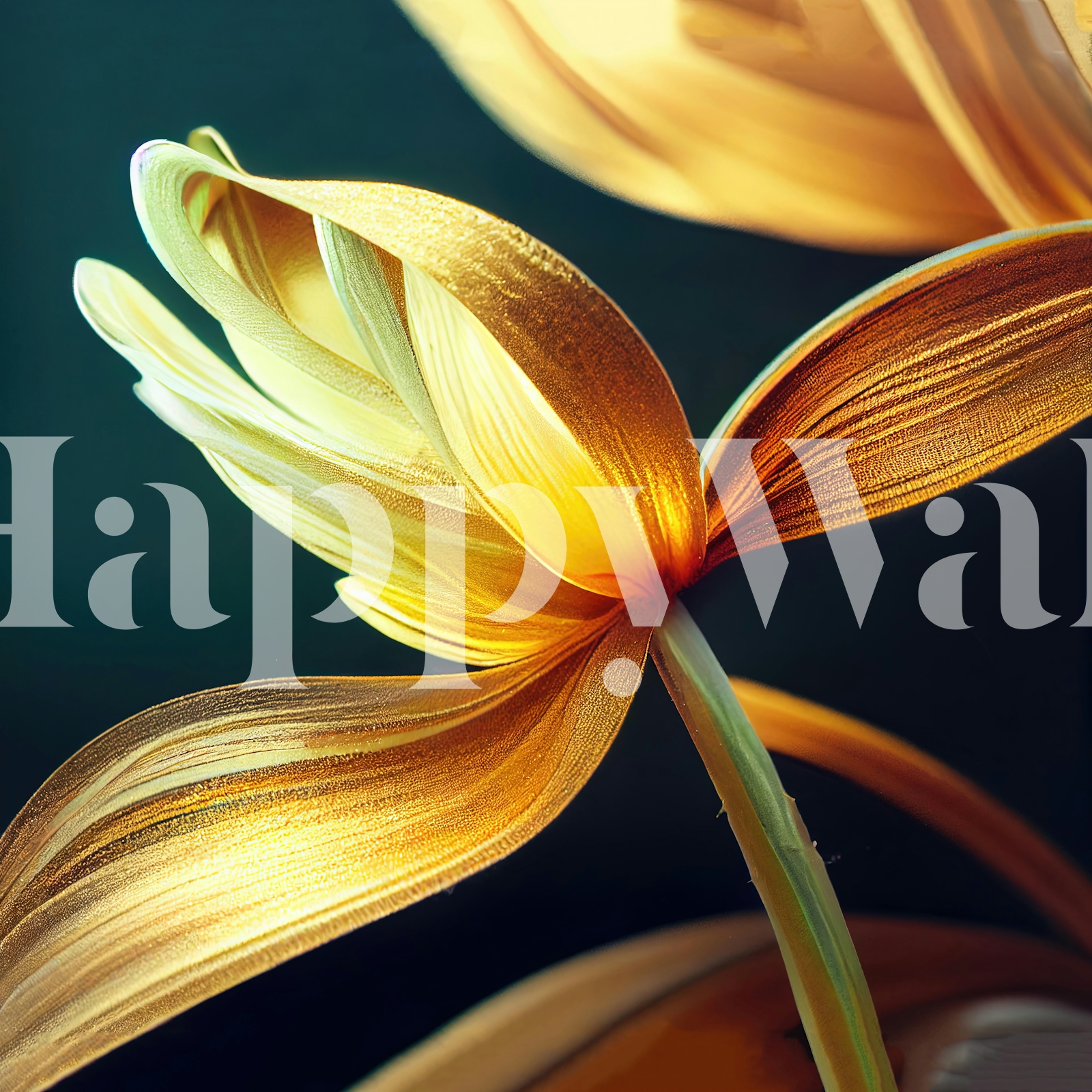 Ethereal Golden Bloom Wallpaper | happywall.com