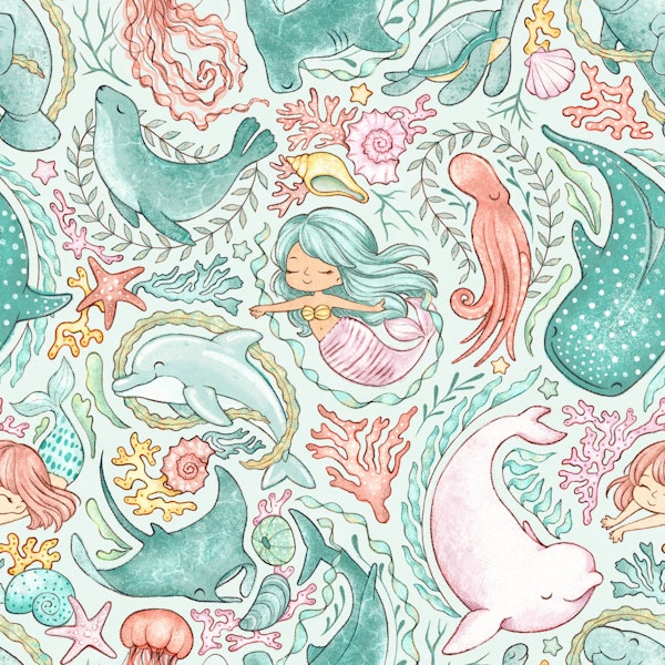 Coastal Cuties in Pastel Paisley Wallpaper