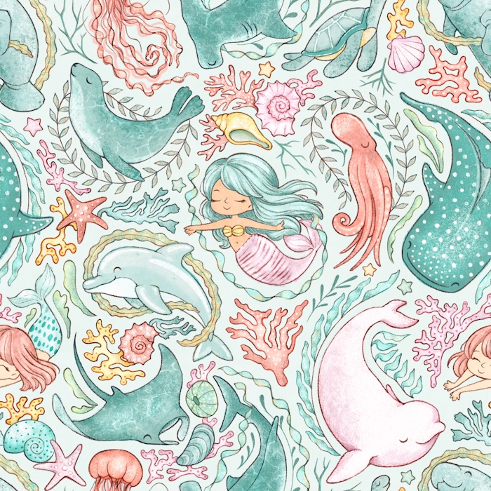 Coastal Cuties in Pastel Paisley Wallpaper