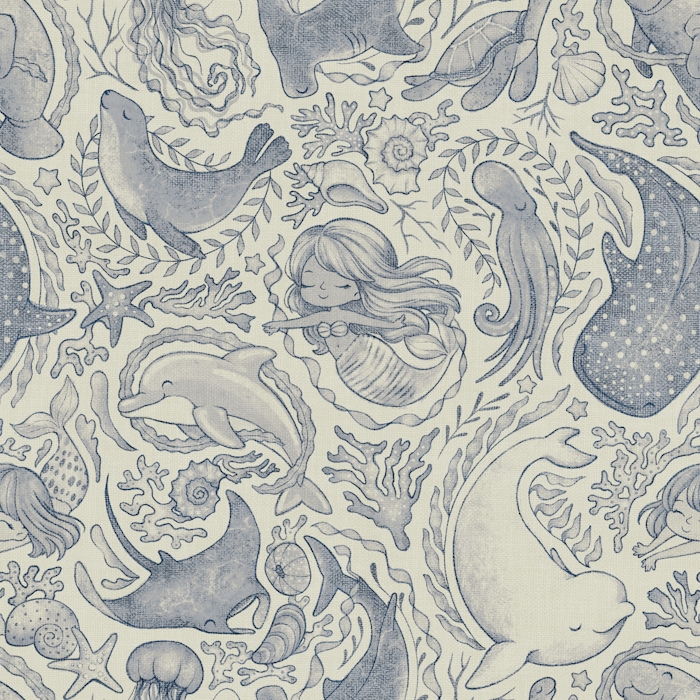 Nautical Mermaid Themed Wallpaper for Kids
