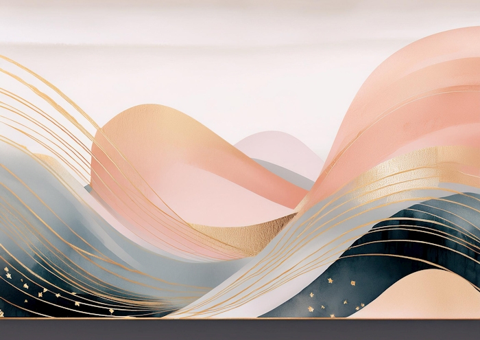 Boho Pink Gold Wave Wallpaper