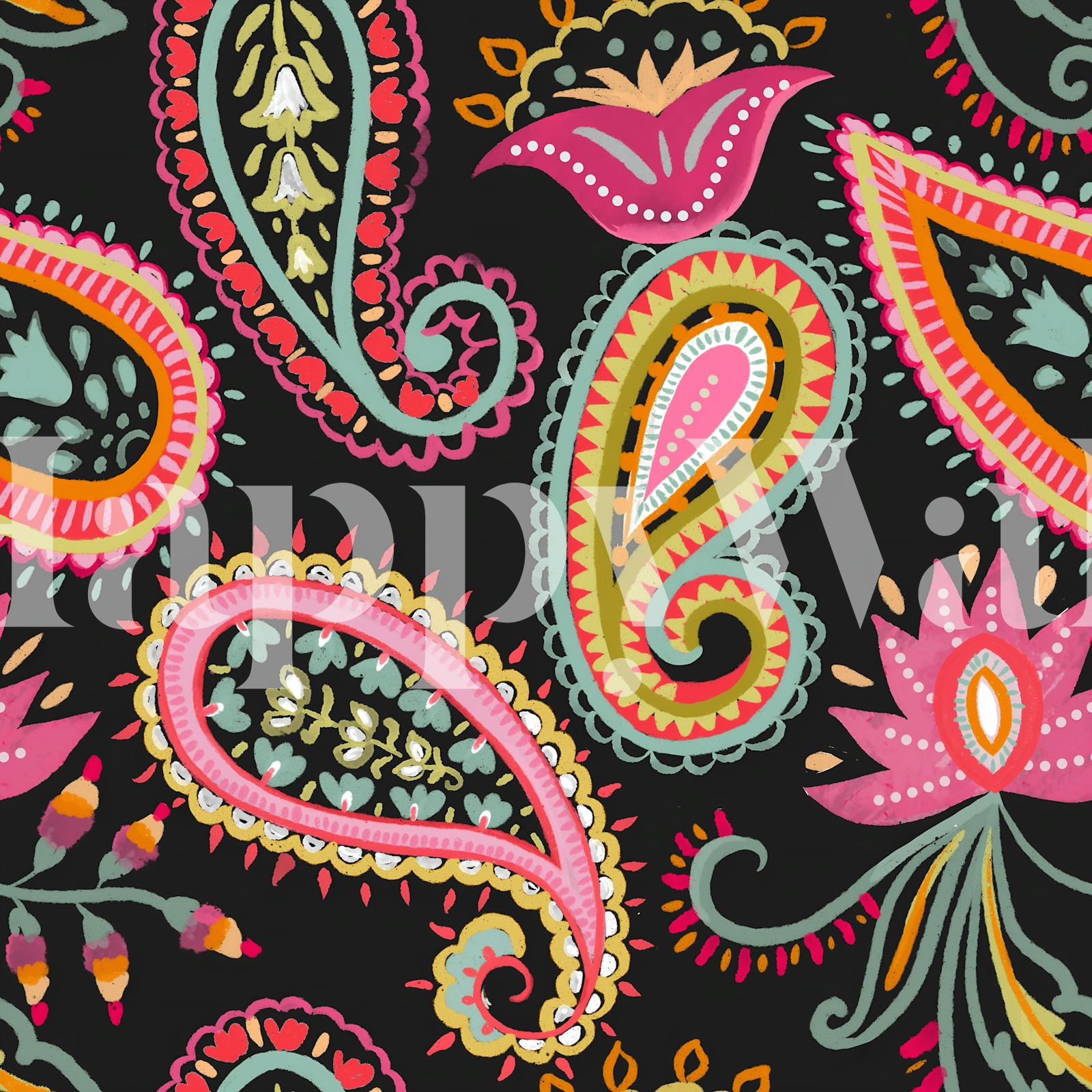 Colorful Paisley Delight Wallpaper | happywall.com