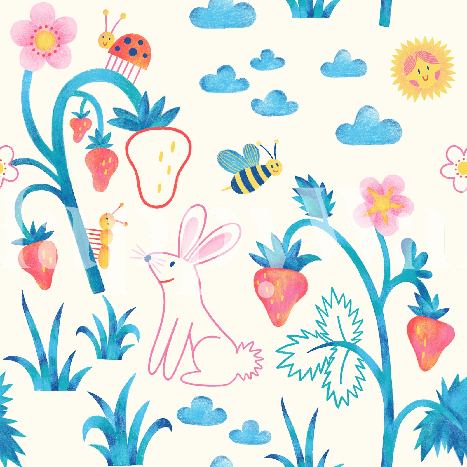 Colorful Strawberry Scene Wallpaper