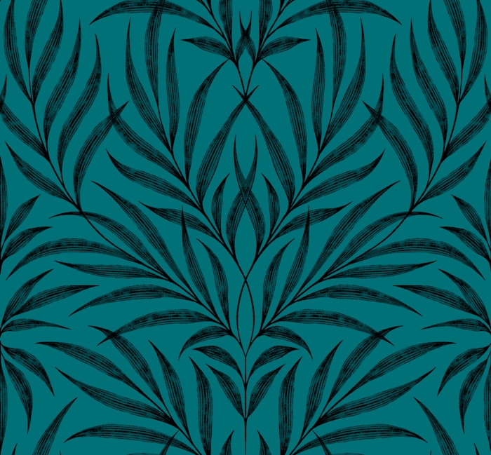 Vintage Luxe Palms - Teal Wallpaper