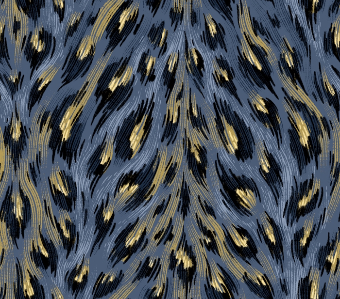 Leopard Print Wallpaper - Navy Blue / Gold