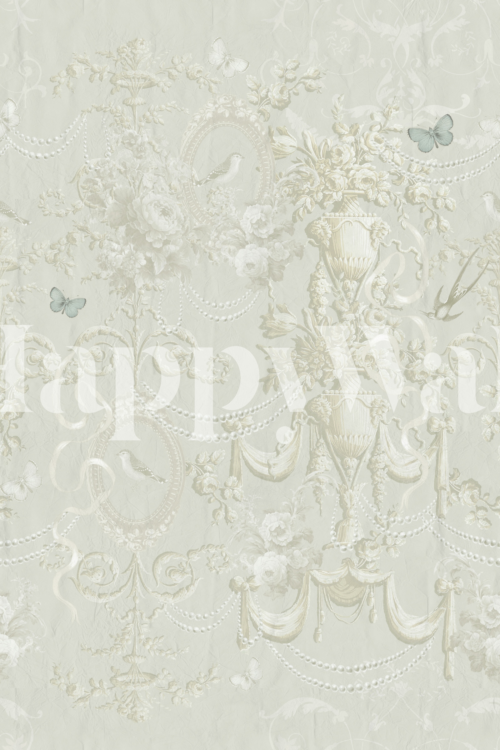 Pastel Ivory Vintage Art Wallpaper