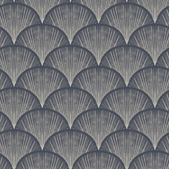 Glamorous Scallop Shells in Blue Wallpaper