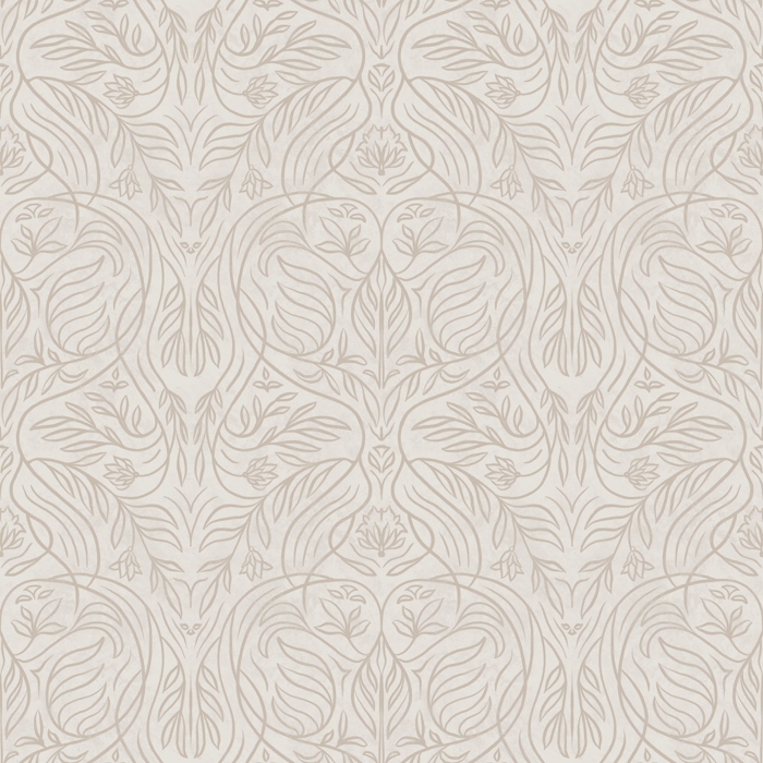 Antique British Damask Floral Wallpaper