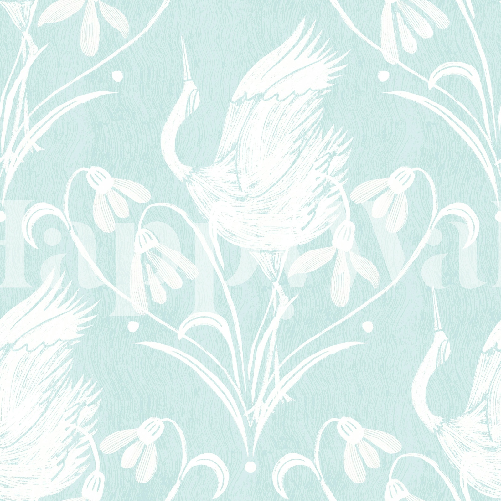 Majestic Heron Pattern Wallpaper