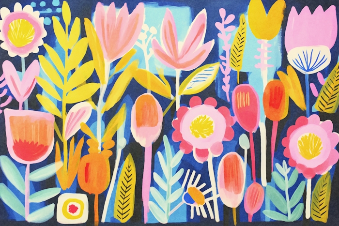 Colorful Groovy Flower Parade - Happywall