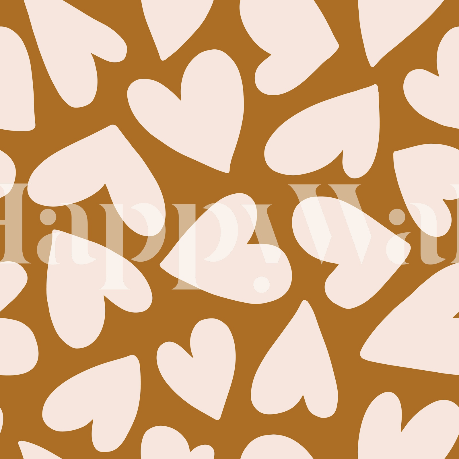 Playful Hearts Rust Brown Boho Wallpaper