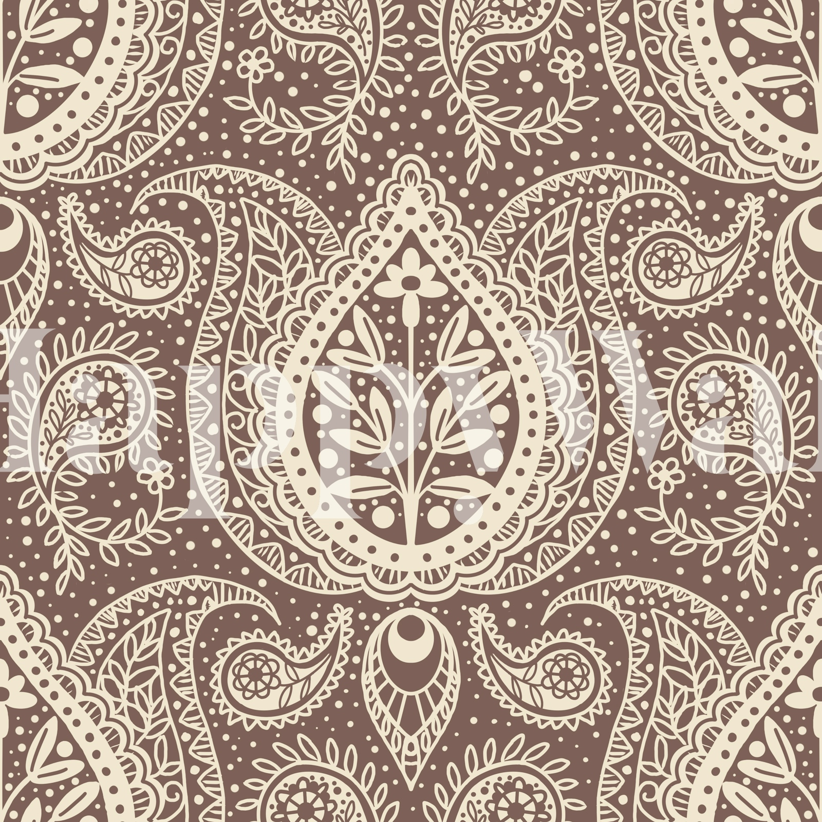 Floral Paisley Damask - Earth Tone Brown