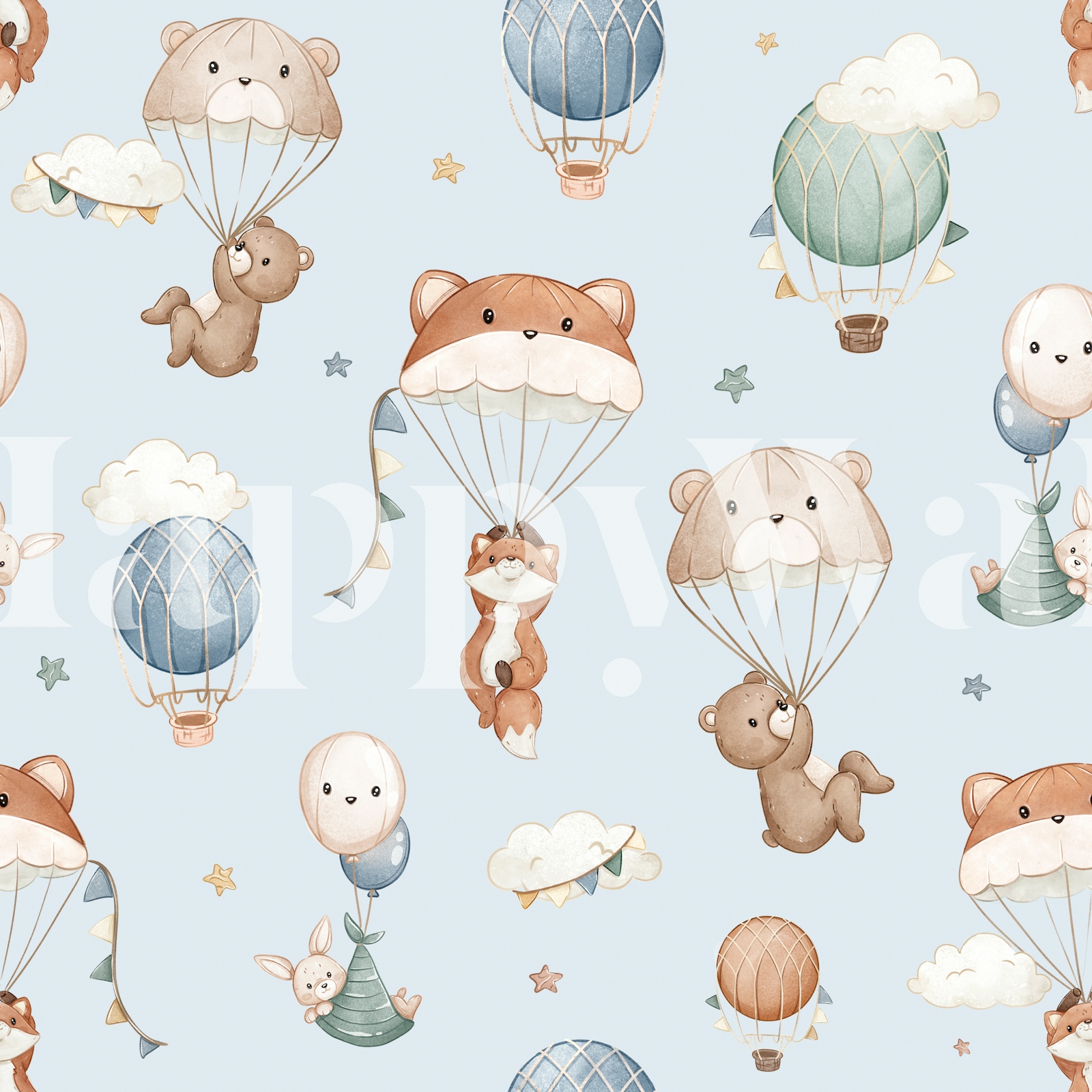 Cute Animal Parachute Wallpaper for Kids