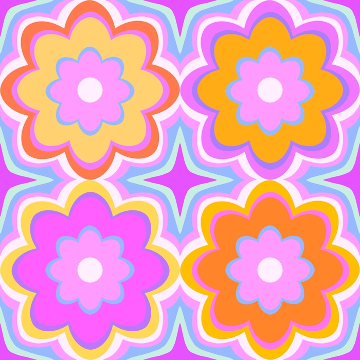 Groovy Flower Fusion Wallpaper
