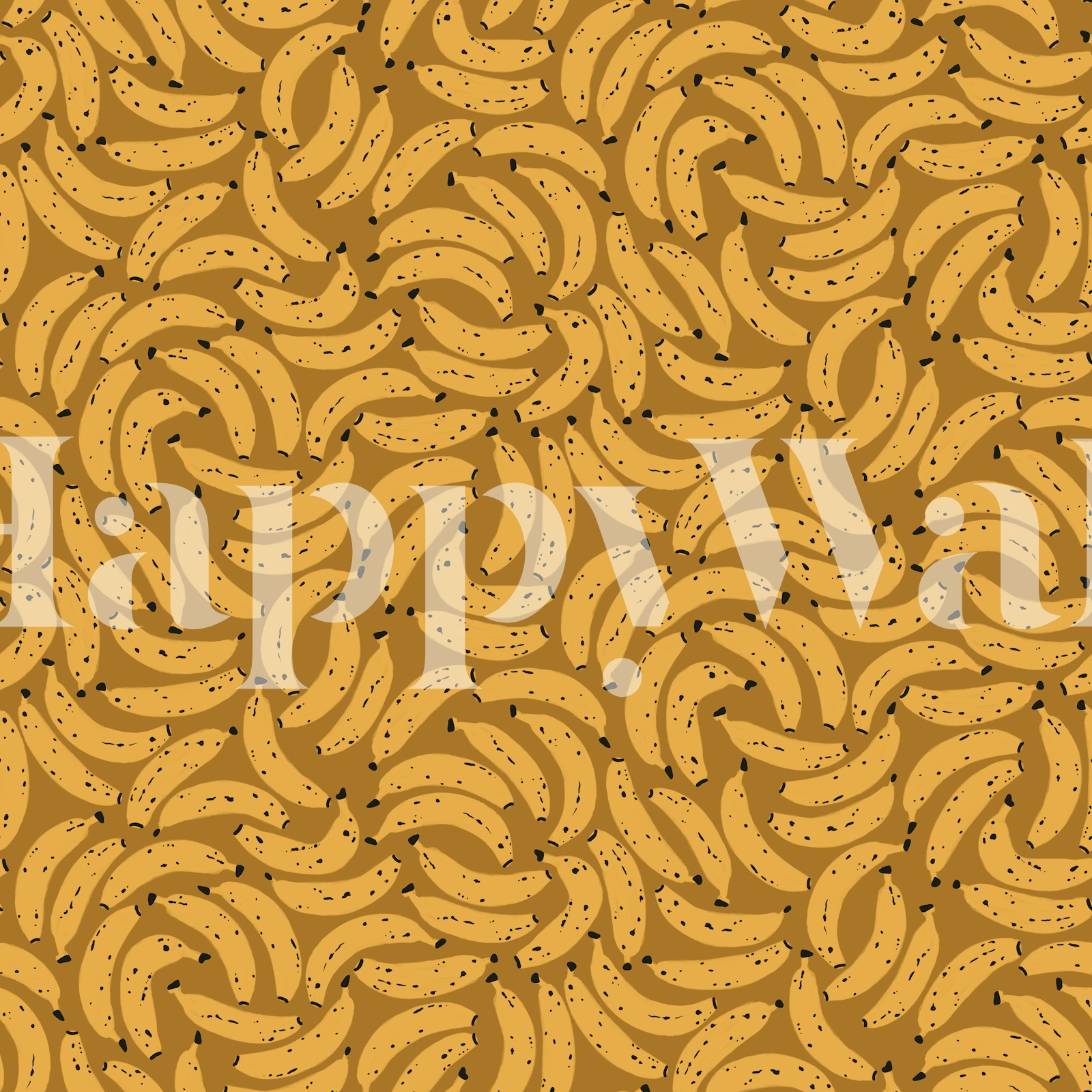 Banana Print Wallpaper on Honey-Brown Background