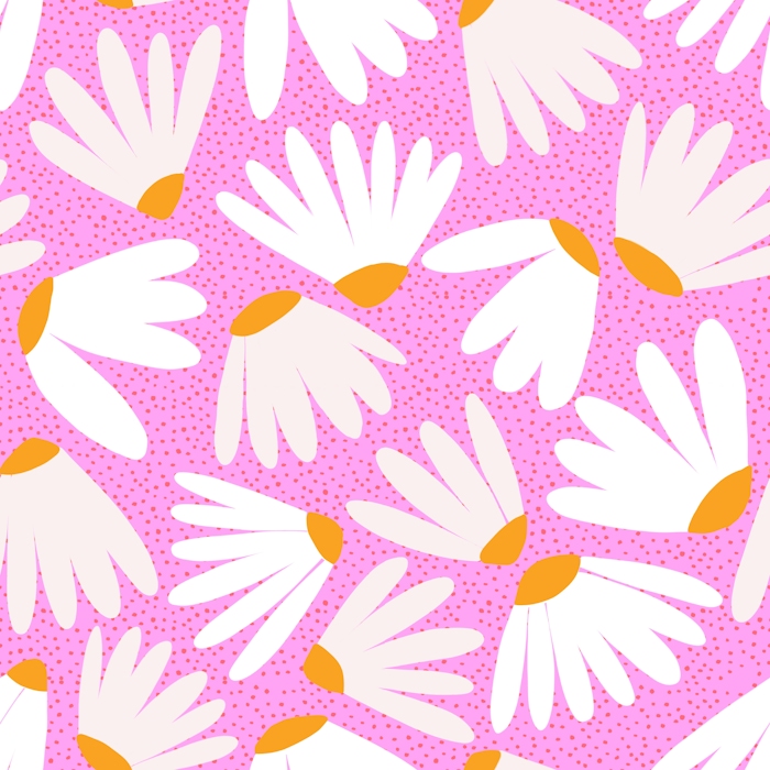Pink Floral Daisy Wallpaper for Kids Rooms