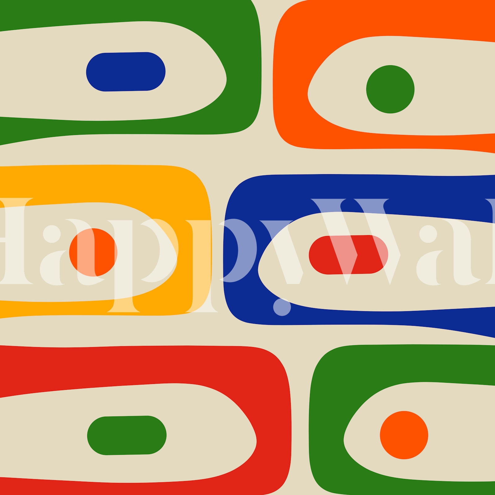 Colorful Mid Century Modern Retro Wallpaper