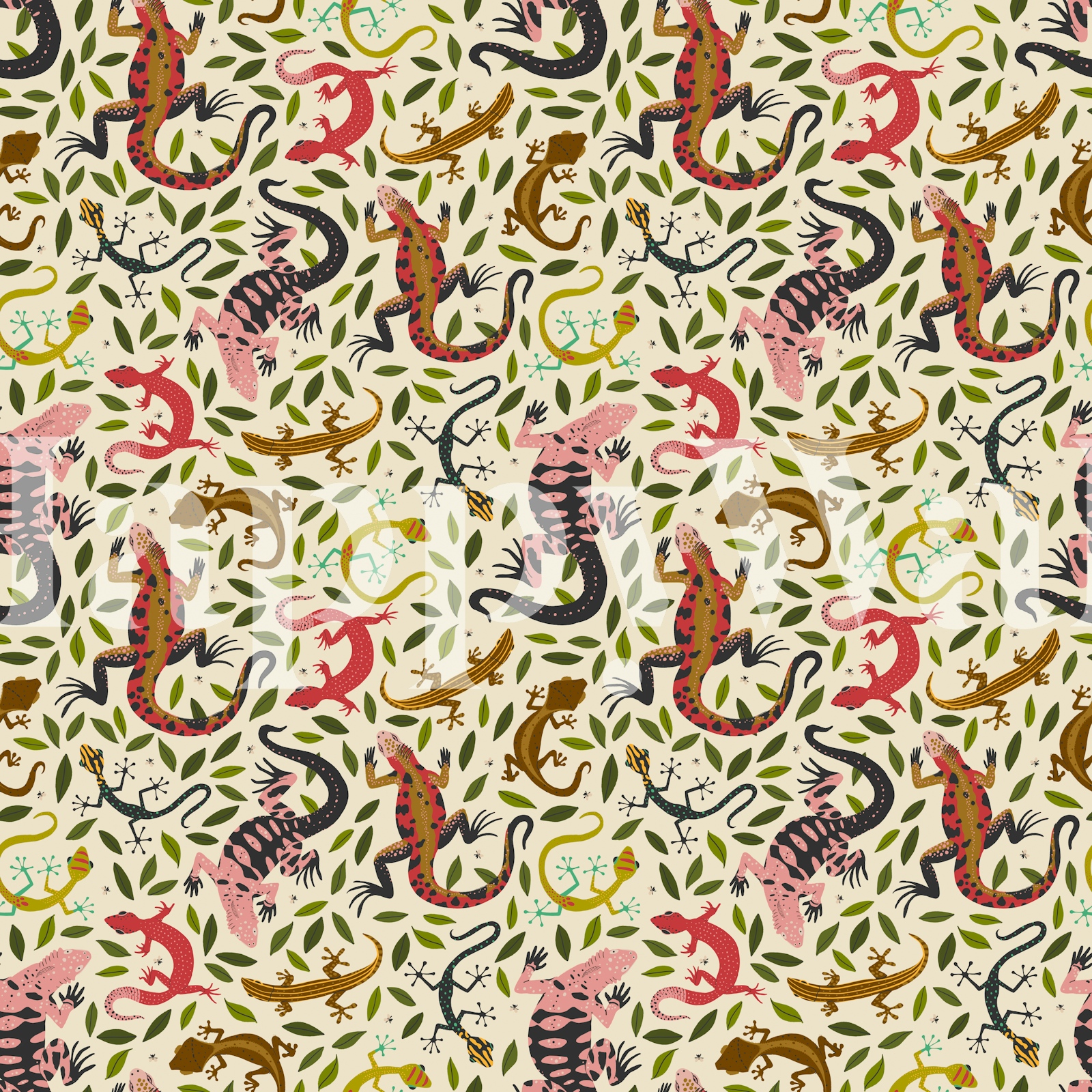 Vibrant Reptile Garden Wallpaper - happywall.com