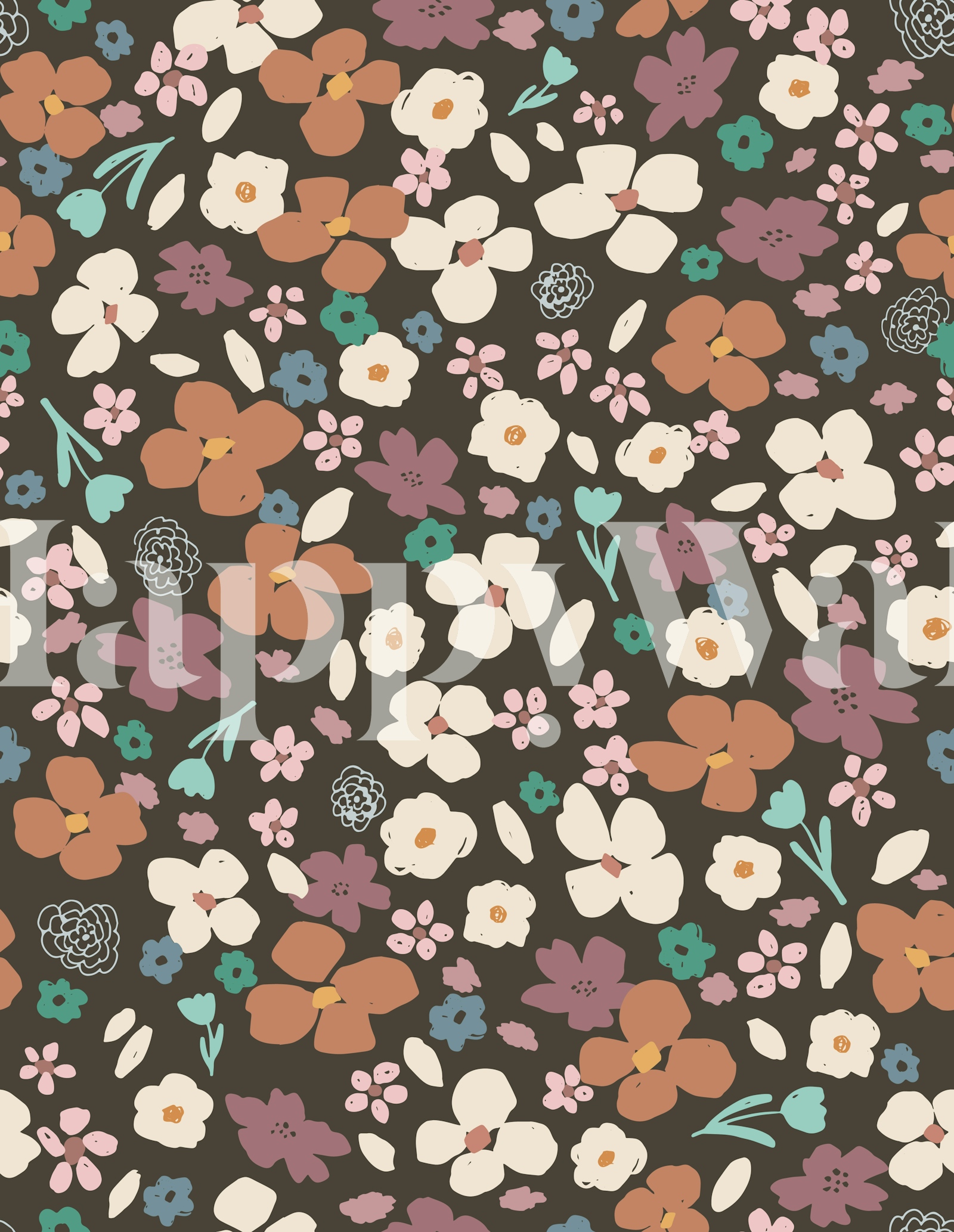 Modern Floral Multi Boho Wallpaper | happywall.com