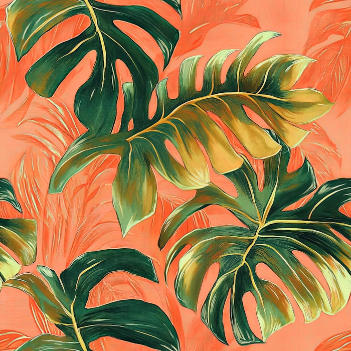 Monstera Peach Wallpaper | Happywall