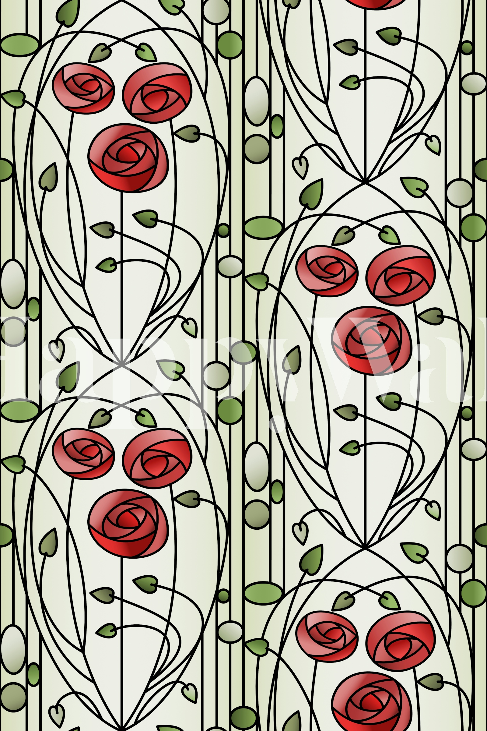 Art Nouveau Rose Garden Wallpaper
