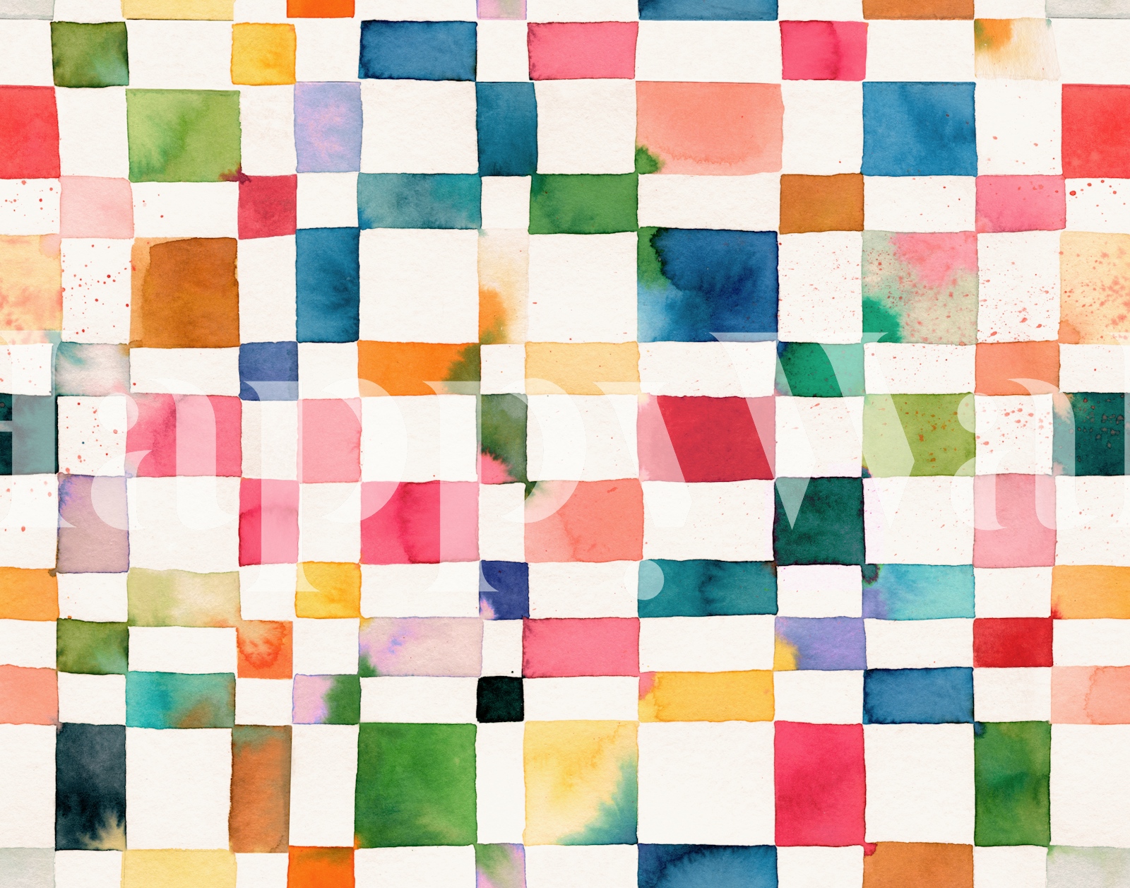 Bright Geometric Checker Multicolor Wallpaper