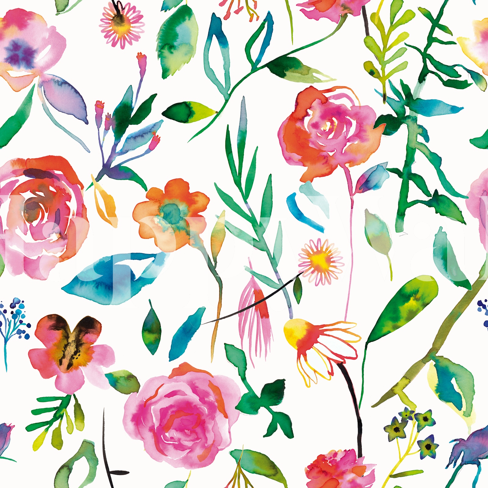 Spring Garden Floral Delight Wallpaper