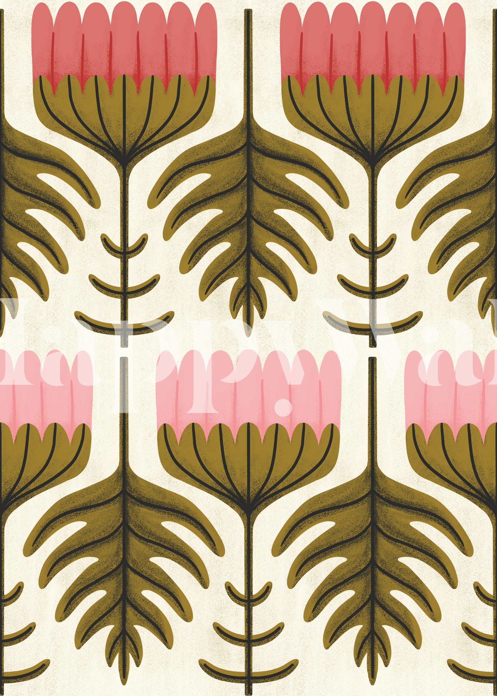 Pink Floral Retro Wallpaper for Home Decor