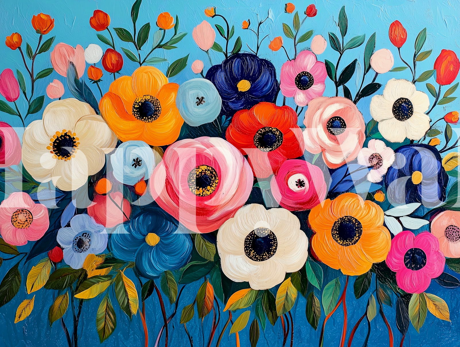 Vibrant Eclectic Floral Wallpaper | happywall.com