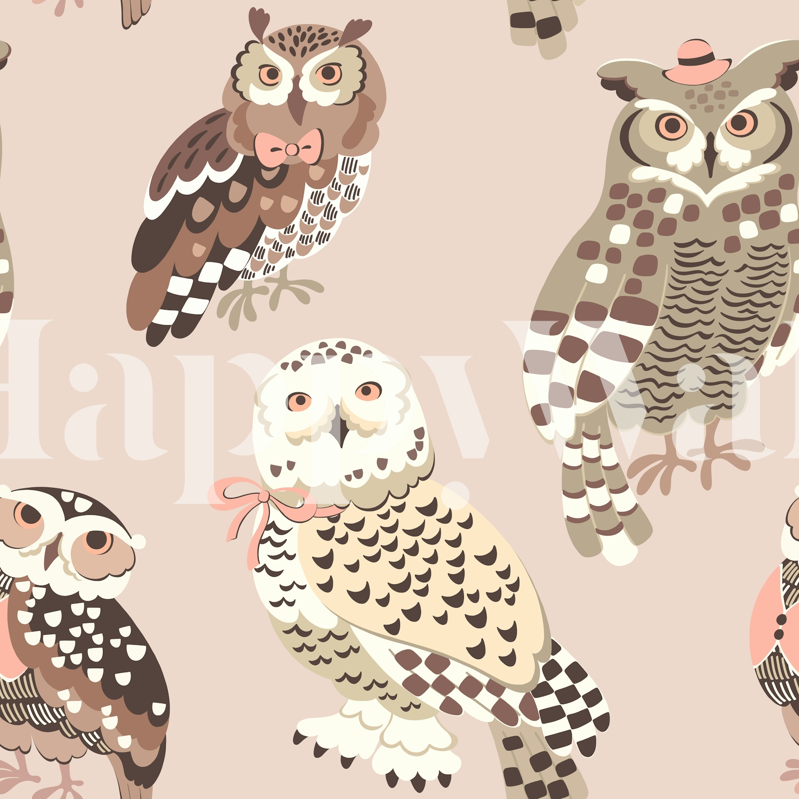 Whimsical Elegant Owls Wallpaper - Happywall