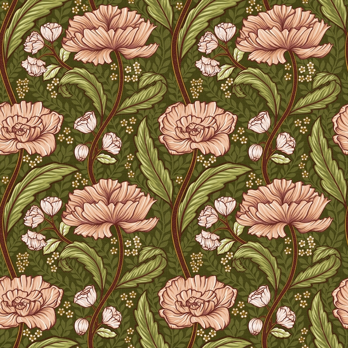 Victorian Art Nouveau Peonies Wallpaper