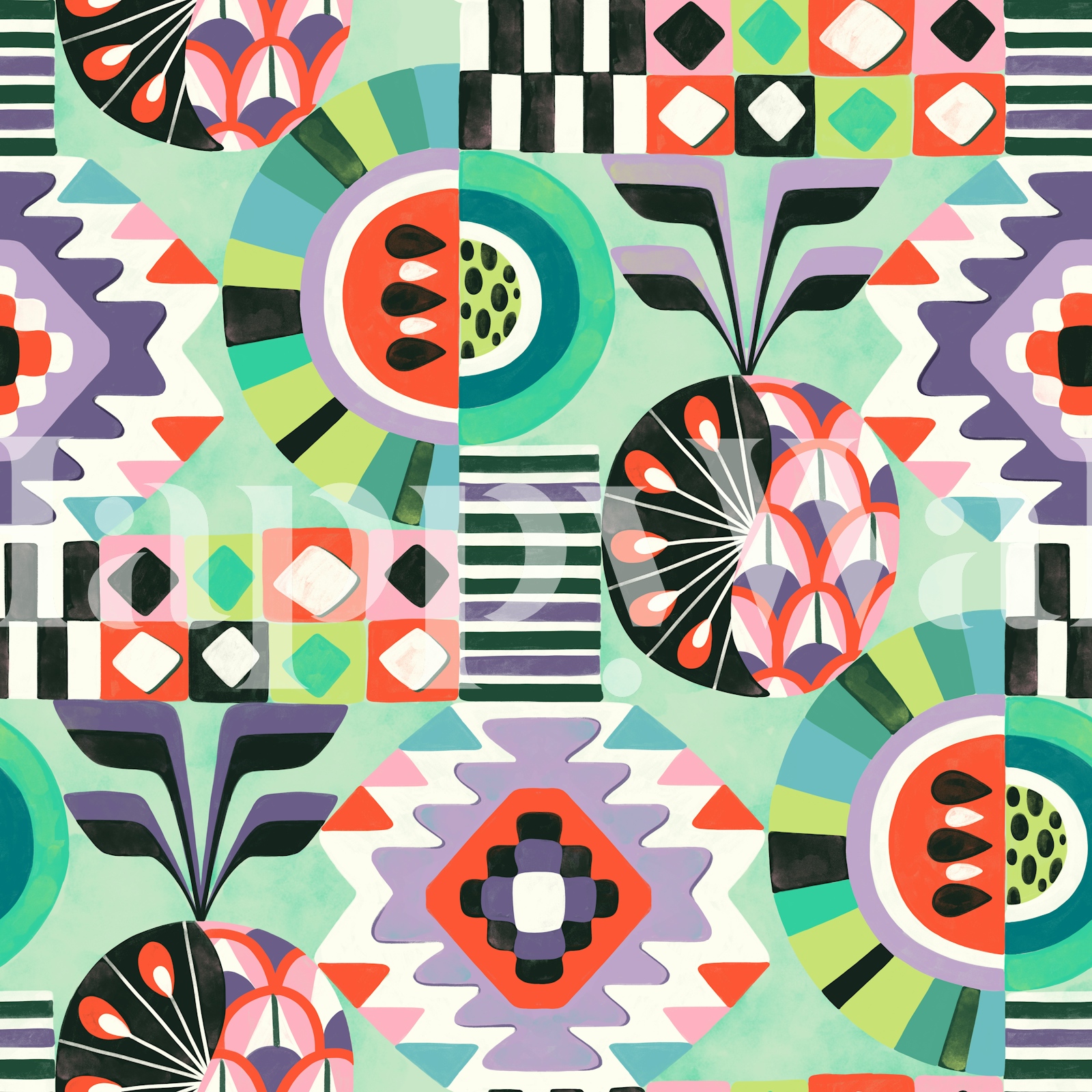 90s Revival Geometric Colorful Wallpaper