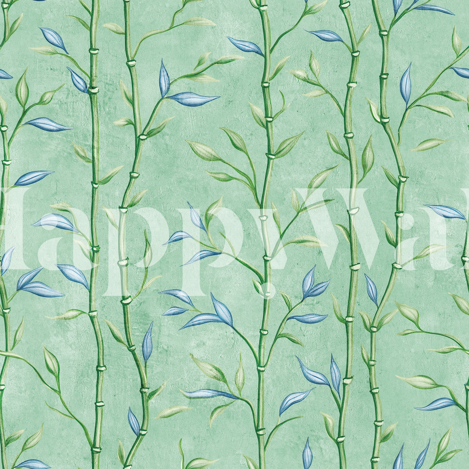 Teal Bamboo Floral Wallpaper for Bedroom