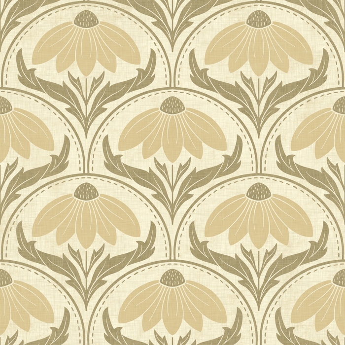 Scalloped Flowers in Cream - Happywall.com