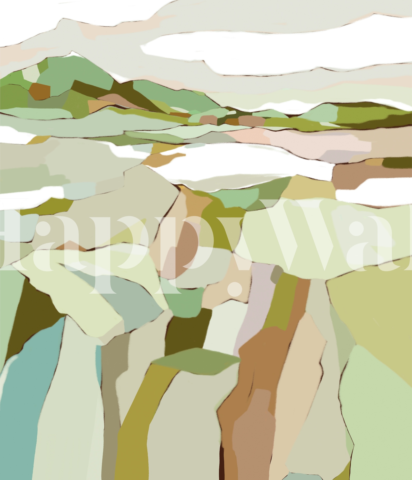 Abstract Green Meadows Wallpaper | happywall.com