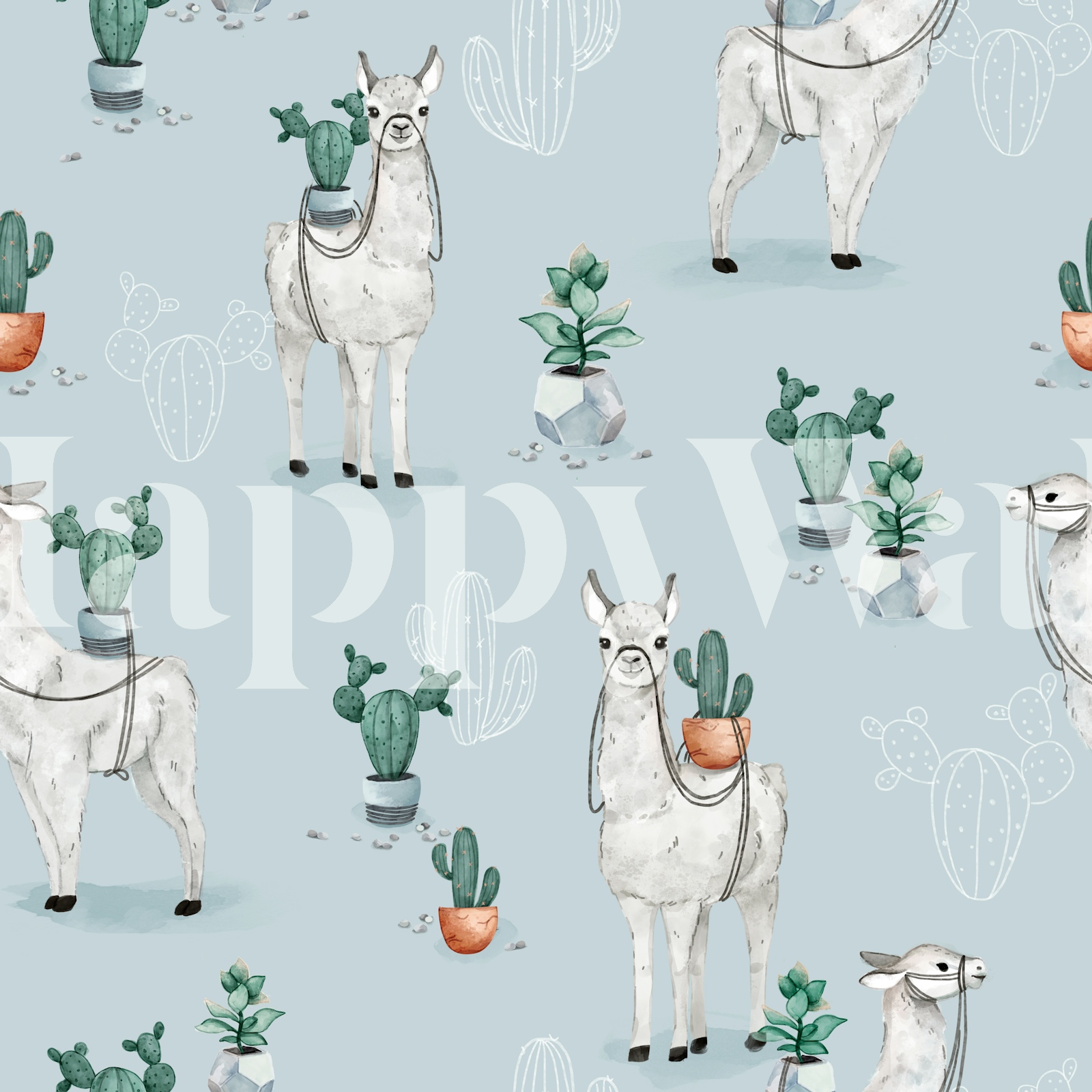 Cactus Llama Wallpaper - happywall.com
