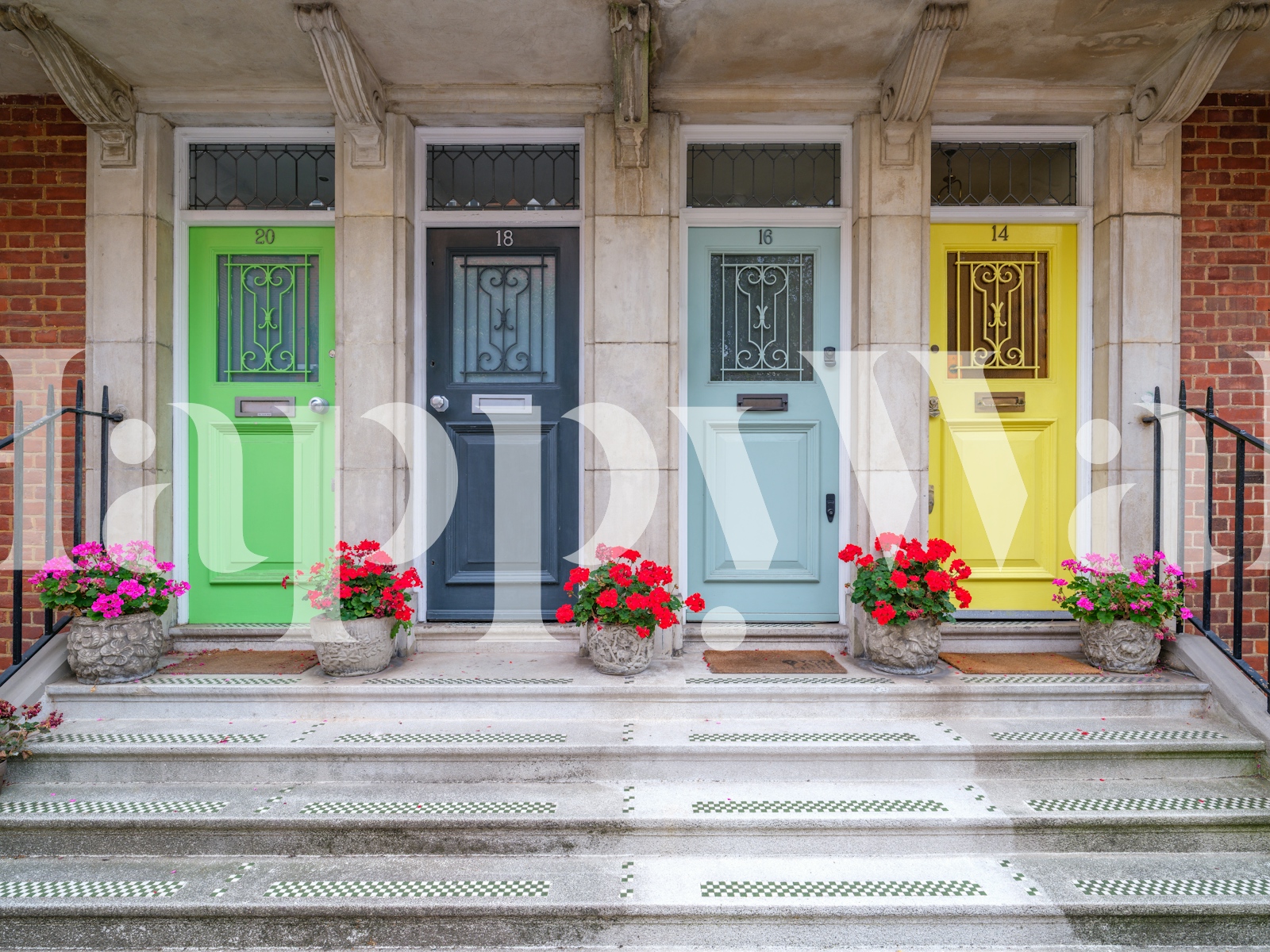 Colorful Floral Doorway Wallpaper