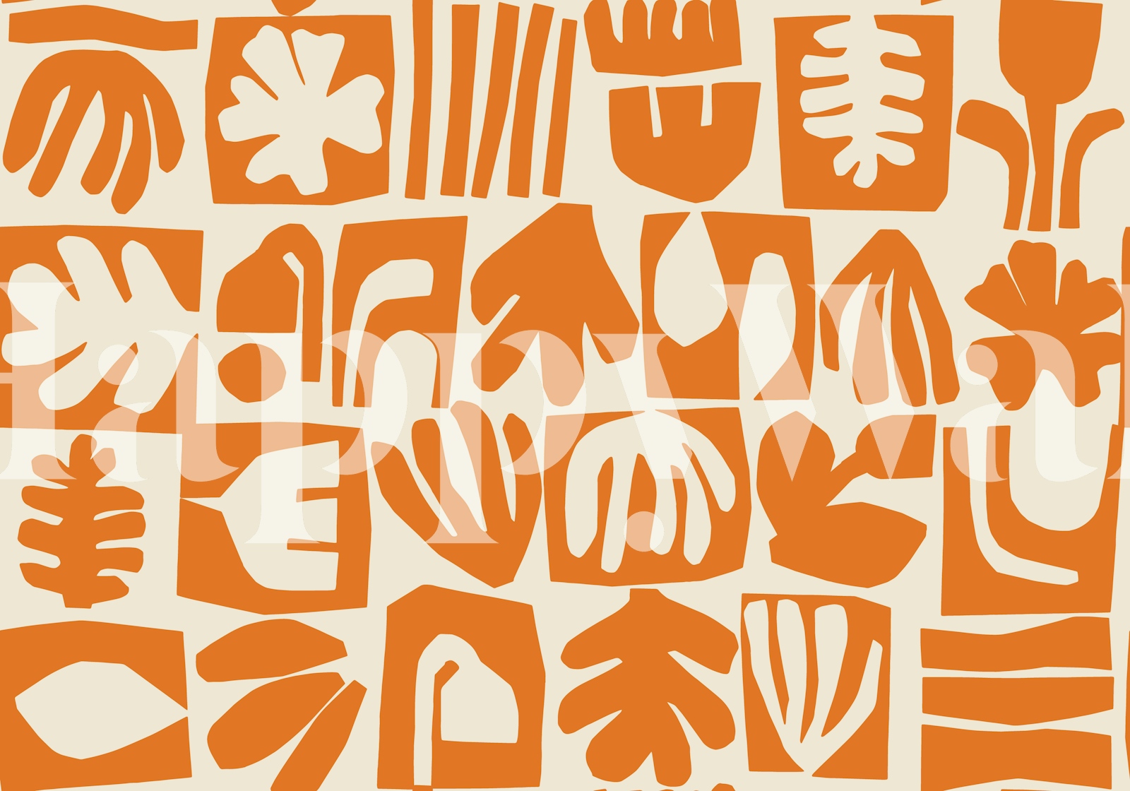 Matisse Abstract Modern Papercut Retro Orange Wallpaper
