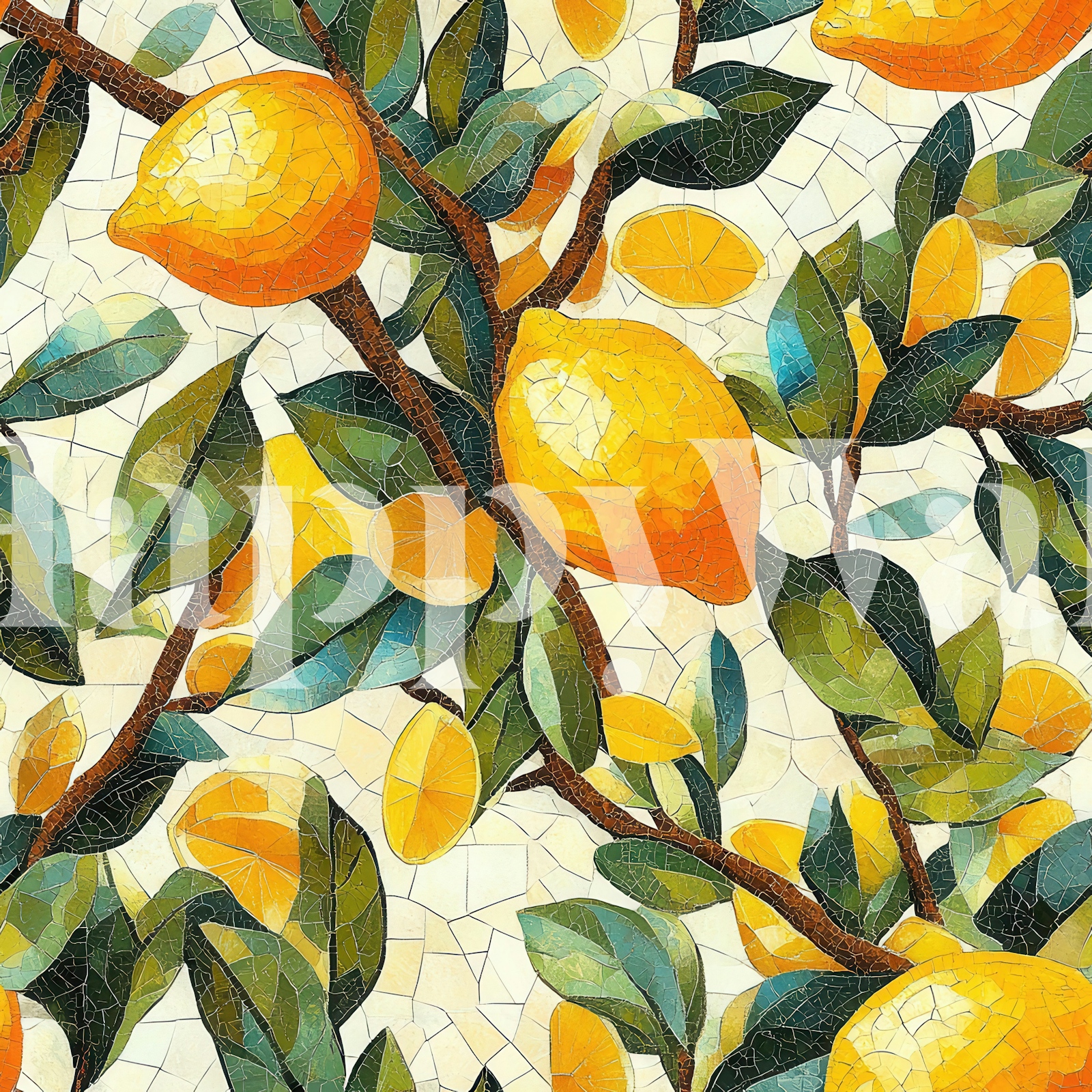 Mediterranean Citrus Mosaic Lemon Harvest - Happywall