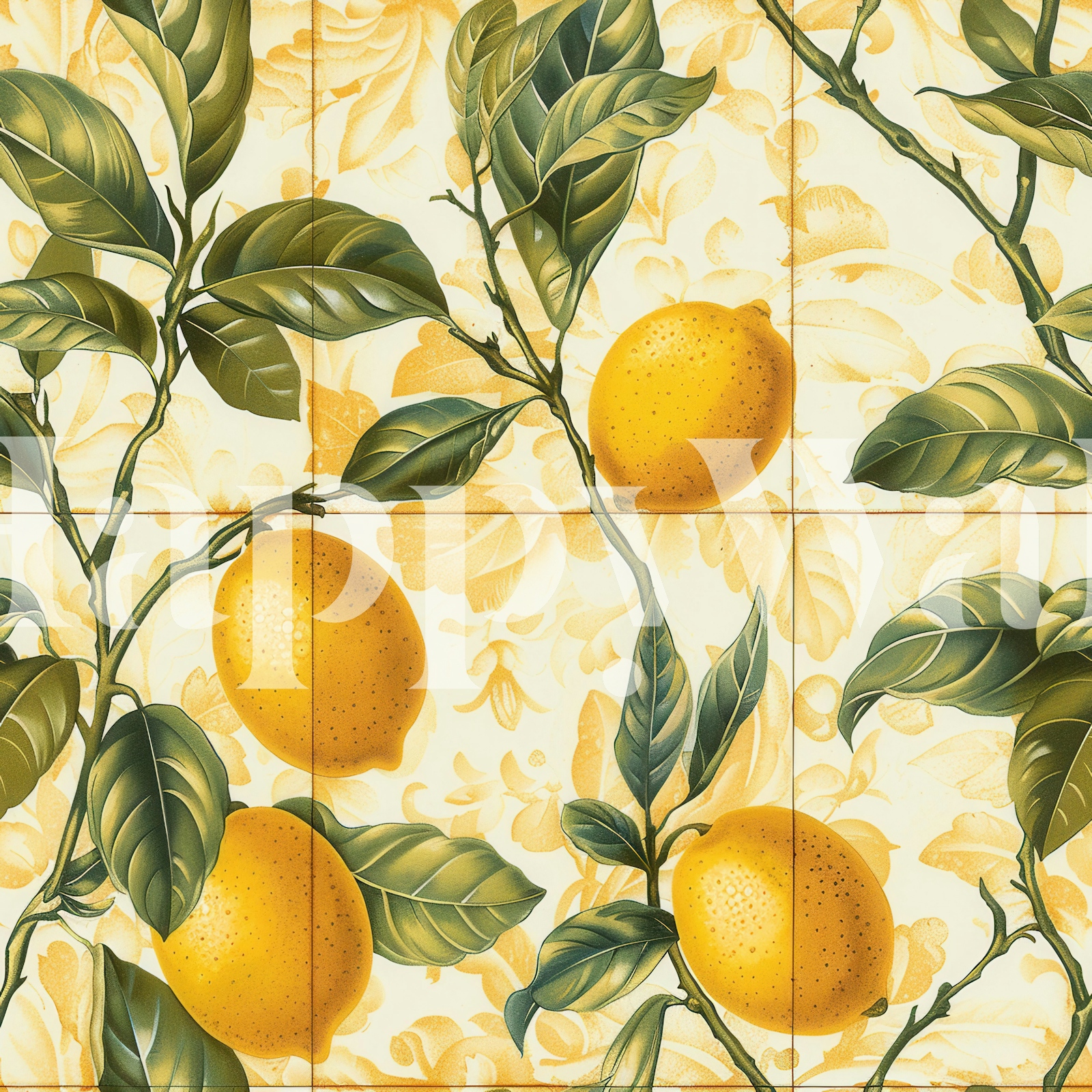 Mediterranean Citrus Tiles Baroque Lemon | Happywall.com