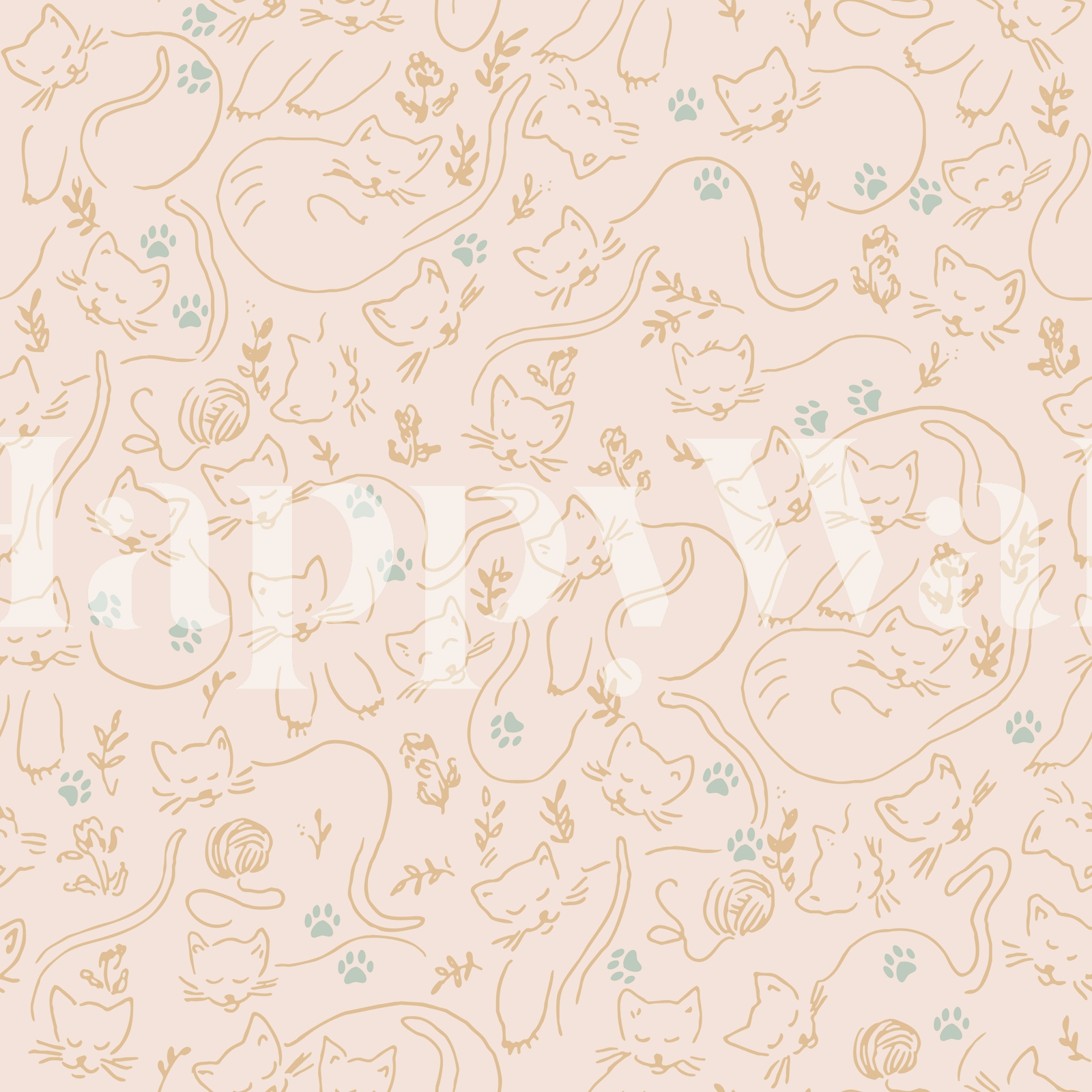 Cute Cat Pattern Wallpaper for Kids Room