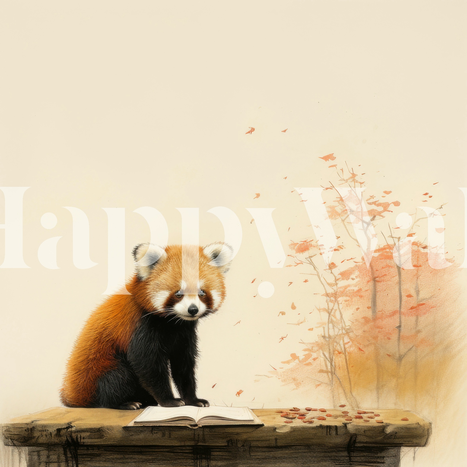 Minimal Red Panda Wallpaper - Cute Animal Design