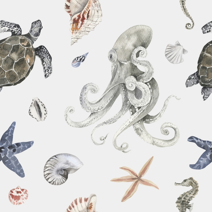 Ocean Life Wallpaper with Sea Creatures
