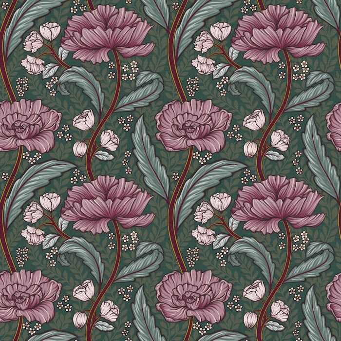 Victorian Art Nouveau Peonies Wallpaper