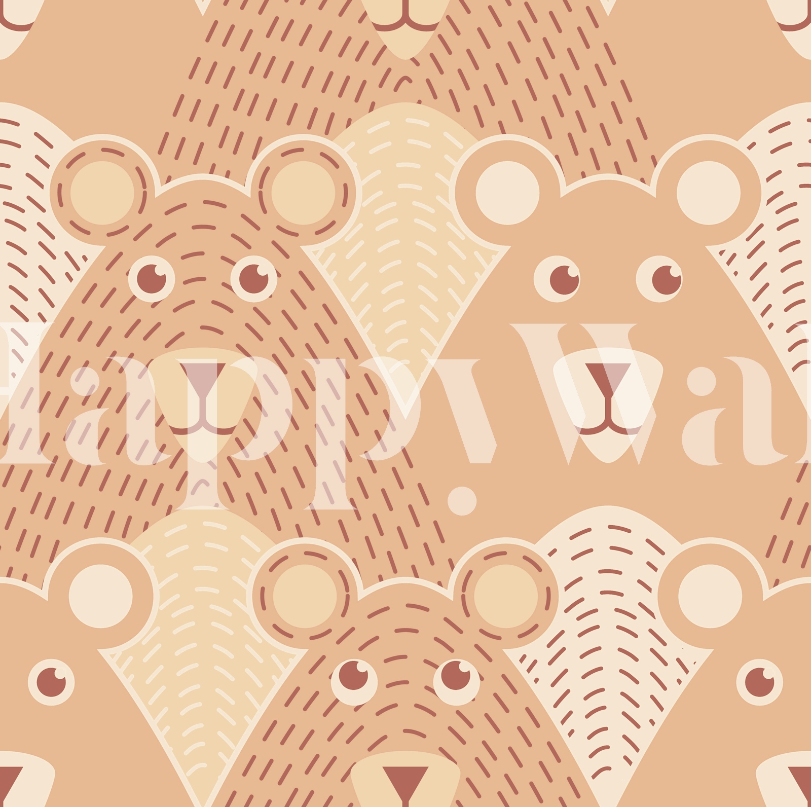 Tan Bear Animals Wallpaper for Nursery or Kids Room